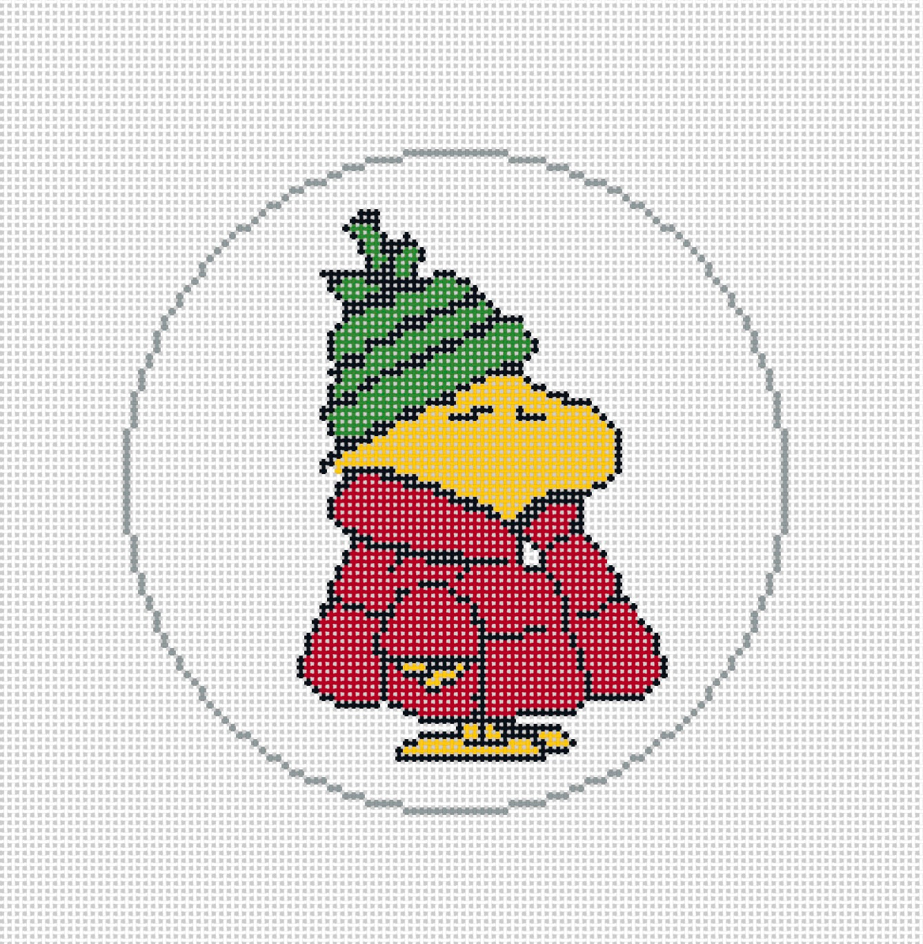 PNTS-WINTER4 - Woodstock in Puffer Coat Round Canvas