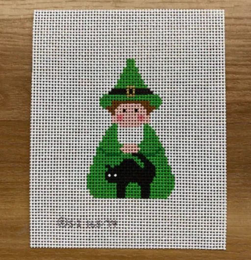 165-74 Georgette's Angel Green Witch With Cat