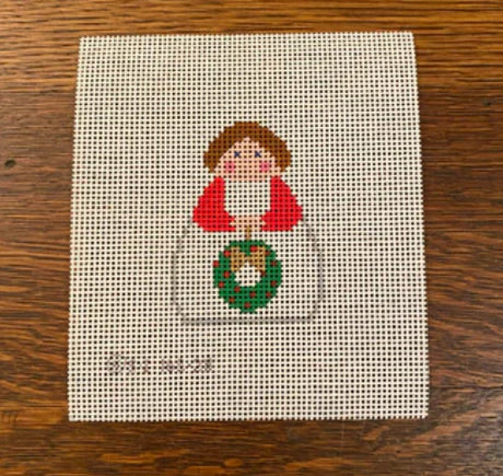 165-28 Georgette's Angel White and Red with Wreath