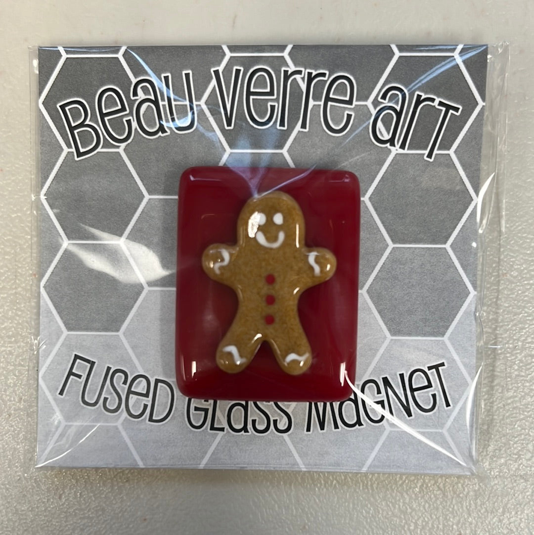 Happy Gingerbread Man Fused Glass Needleminder
